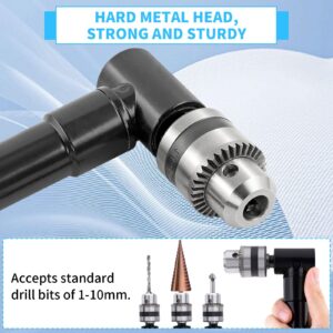 Cordless Right Angle Drill Attachment Adapter,90 Degree Drill Adapter with Handle Chuck 3/8" Keyed Chuck and 8mm Hex Shank Power Tool Attachment (Chuck Range:1-10mm)