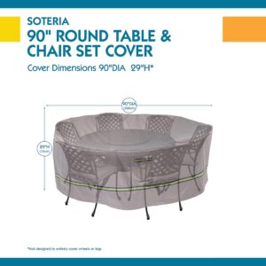 Duck Covers Soteria Waterproof 90 Inch Round Patio Table with Chairs Cover, Outdoor Table and Chair Cover