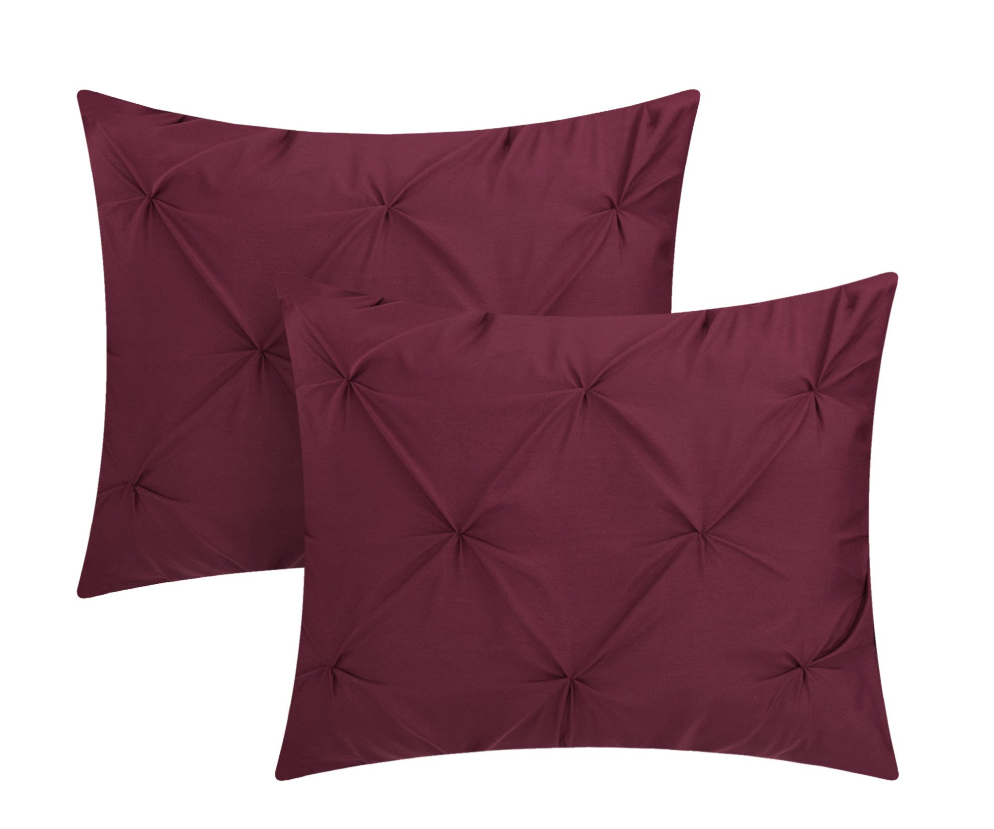 Chic Home Daya 4 Piece Cover Set Pinch Pleat Ruffled Design Embellished Zipper Closure Bedding-Decorative Pillow Shams Included, Queen Duvet, Burgundy