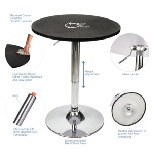 ARTETHYS YOURLITEAMZ Bar Table Set of 3 – Adjustable Round Table and 2 Swivel Pub Stools (Black Table and Red Chairs-1)