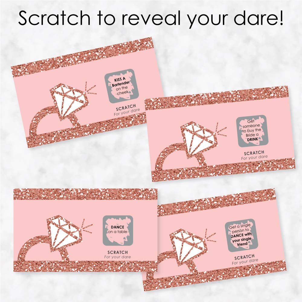 Big Dot of Happiness Bride Squad - Rose Gold Bridal Shower or Bachelorette Party Game Scratch Off Dare Cards - 22 Count