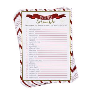 blue panda 50 sheets christmas word scramble game, holiday party activity for family, fun festive adult christmas party games for xmas celebrations gatherings at home or office (5 x 7 in)