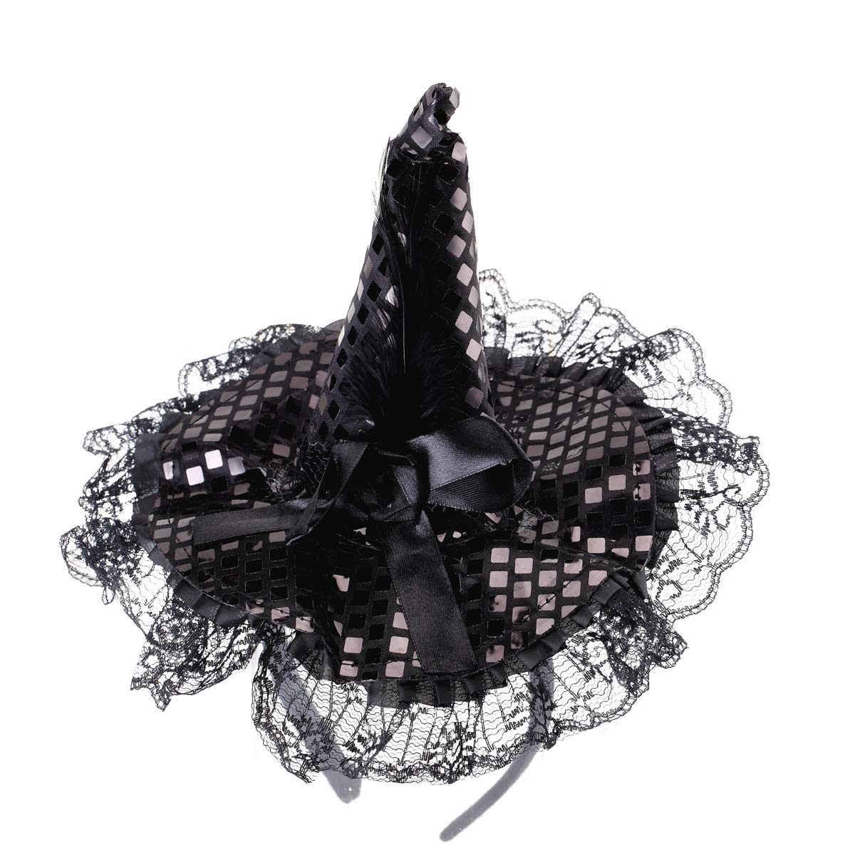 BinaryABC Halloween Witch Hat Headband for Halloween Costume Dress up Party Supplies (Black)