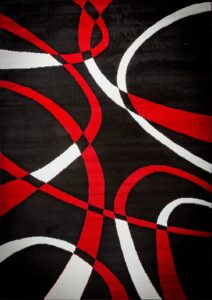 msrugs area rugs, 5x7 frize collection modern black red white area rug, contemporary geometric carpet for living room and bedroom