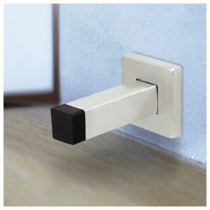 Nuk3y Modern Square Wall Door Stop or Coat Hook, 2 Pack (Stainless Steel)