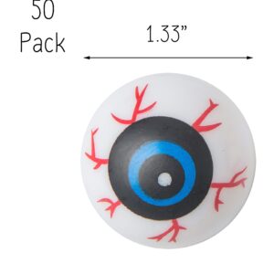 Halloween Eyeballs - 50 Pack Bag of 2" Plastic Eyeballs for Halloween Party Favor, Trick or Treat, Props and Decoration