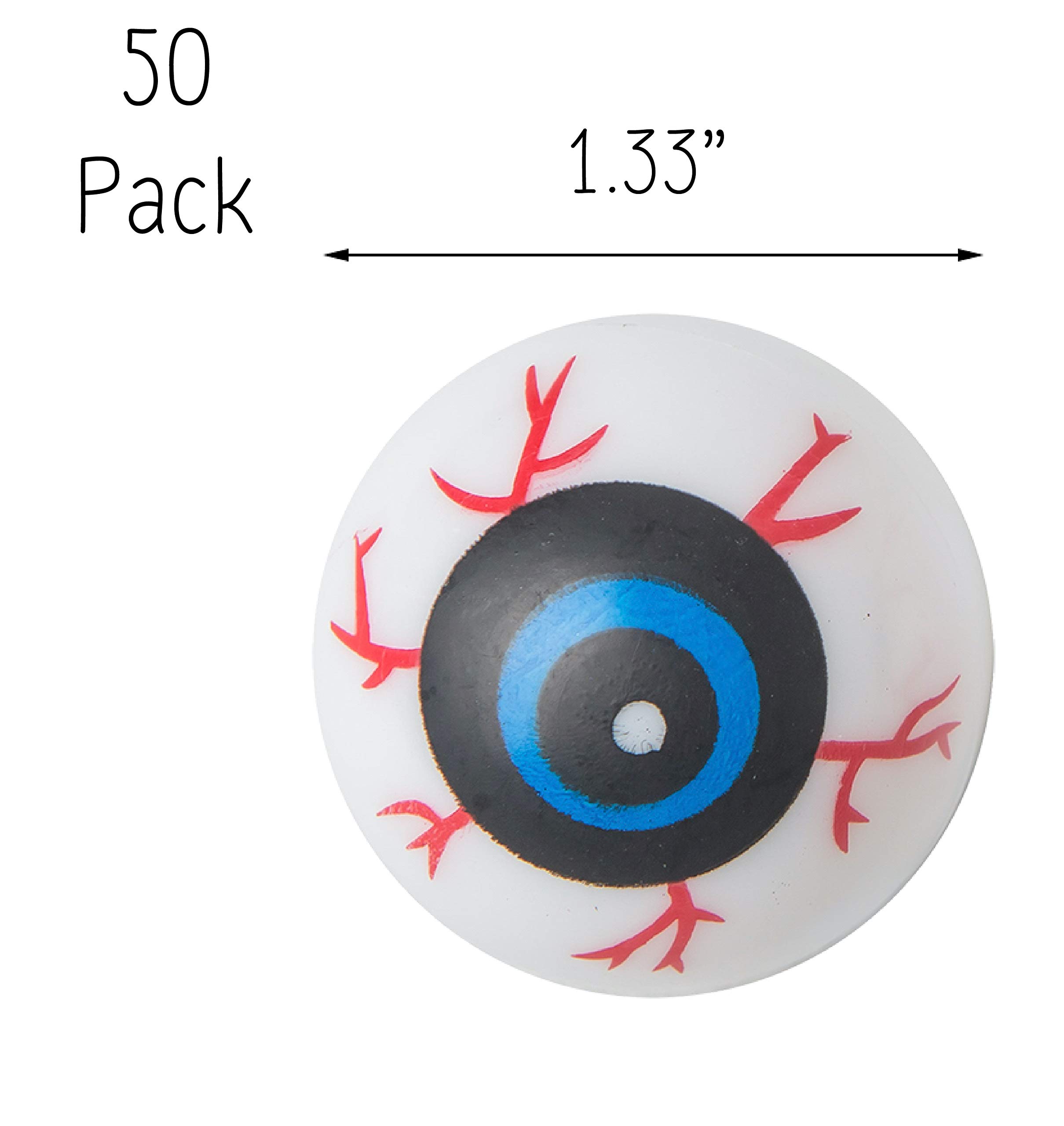 Halloween Eyeballs - 50 Pack Bag of 2" Plastic Eyeballs for Halloween Party Favor, Trick or Treat, Props and Decoration