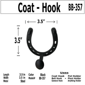 Antique Hardware Depot (1) 3.5" - Horseshoe - BB-357 - for Coats, Bags, Hand Towel etc - Black Wrought Iron Coat Hook