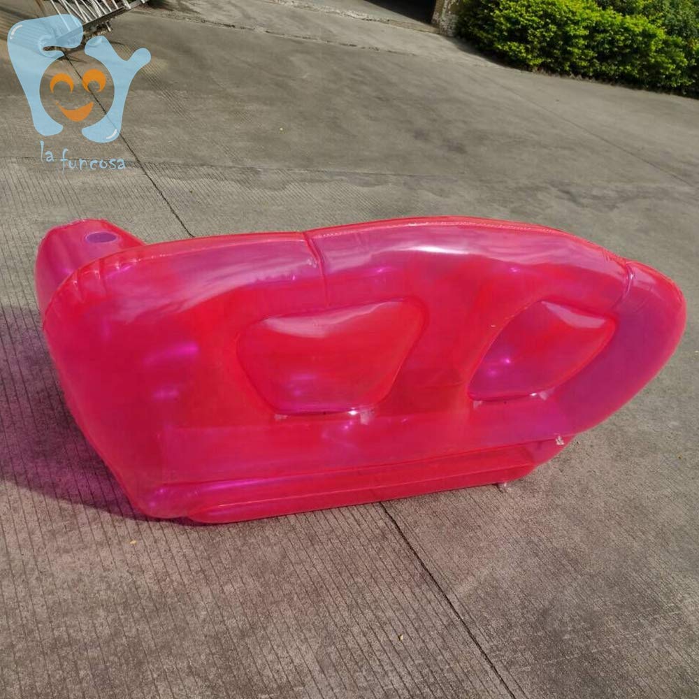 La funcosa Inflatable Clear Pink Double Person Sofa Blow UP Chairs Portable Camping Yard Couchs Inflatable Patio Furniture