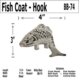 (2) 4" - Fish - BB-74 - Coat Hook - For coat, bag, hand towel etc - Distressed Finish For interior & Exterior Designing