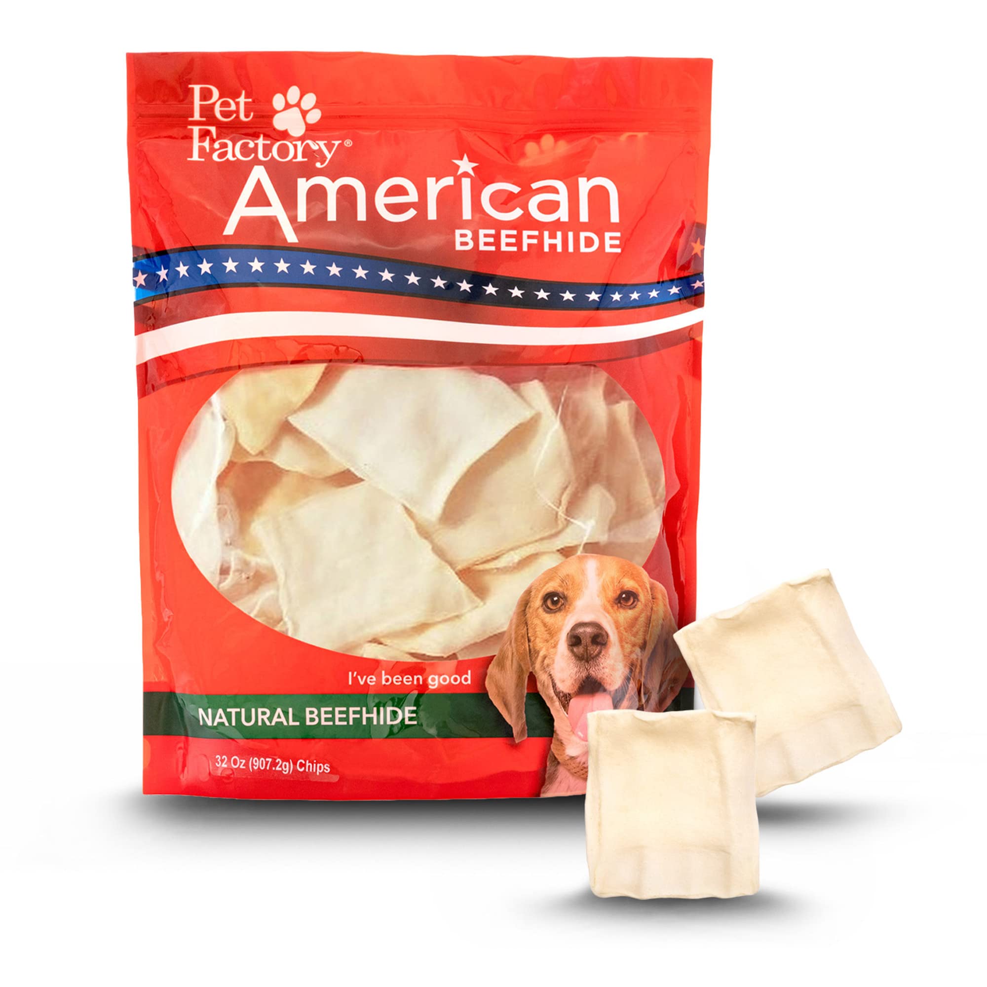 Pet Factory American Beefhide Chips Dog Chew Treats - Natural Flavor, 32 oz