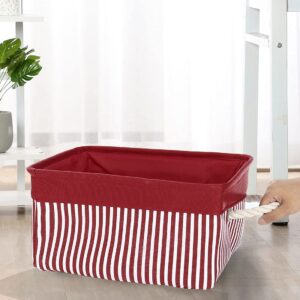 uxcell Storage Basket Bin, Collapsible Laundry Basket with Rope Handles,Decorative Fabric Basket for Shelves Office Closet Organizer, Red (Small - 13.8"x9.8"x6.7")