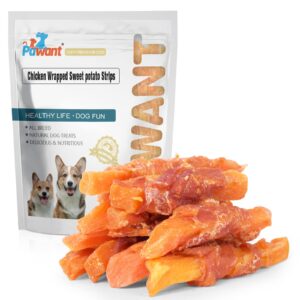 Pawant Dog Treats Chicken Wrapped Sweet Potato Dog Treats, Puppy Training Snacks, Rawhide Free Treats 0.5lb/227g