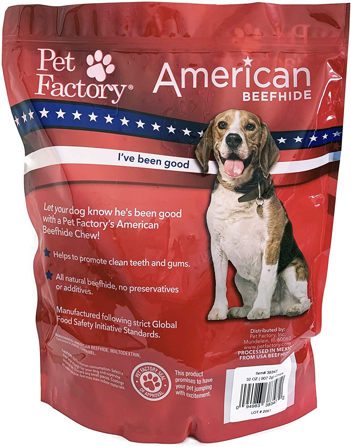 Pet Factory American Beefhide Chips Dog Chew Treats - Chicken Flavor, 32 oz