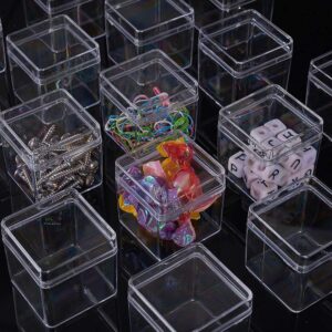 BENECREAT 18 Pack Square High Transparency Plastic Bead Storage Containers Box Case for beauty supplies,Tiny Bead,Jewerlry Findings, and Other Small Items - 1.57x1.57x1.57 Inches