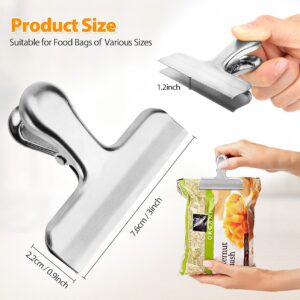 Pack of 8 Bag Clips, Stainless Steel and Heavy Duty Metal Bag Clip,Tightly Seals Chip, Coffee, Bread or Cereal Bags to Keep Food Fresh, for Home, Kitchen, Office, Pantry, Camping (Silver)