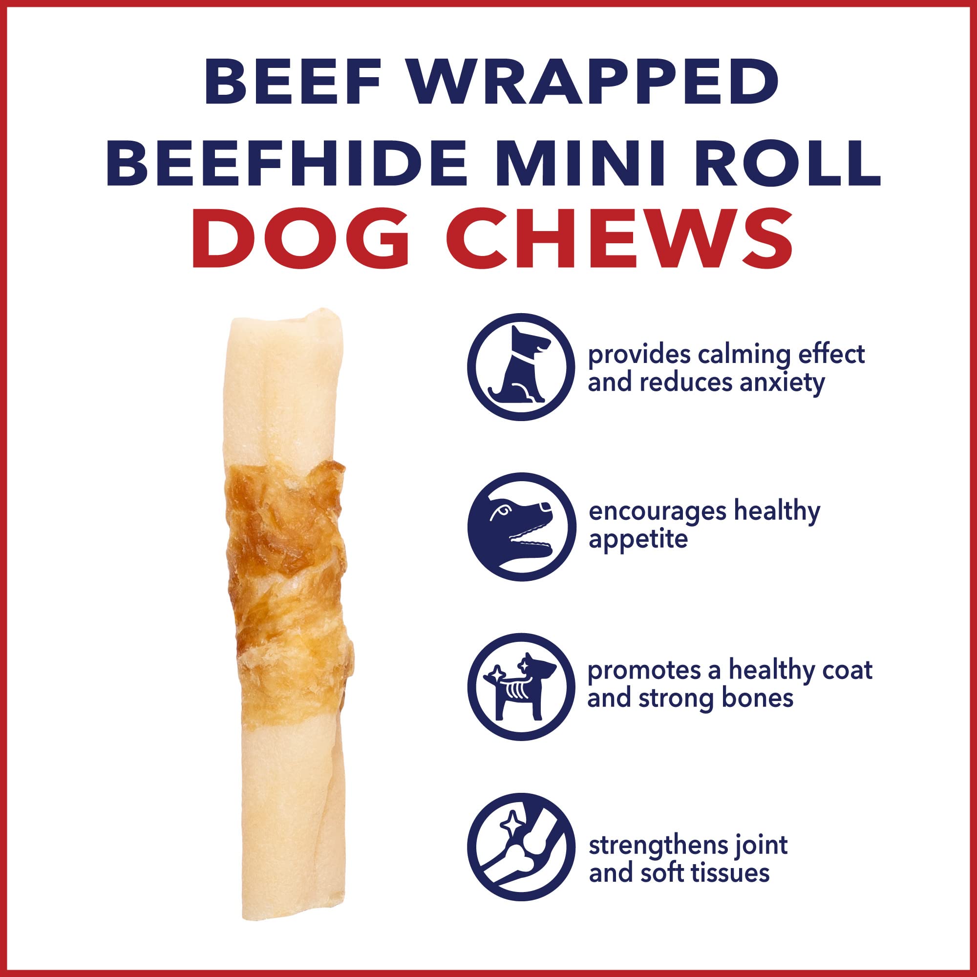 Pet Factory Twistedz American Beefhide 3-3.5" Mini Rolls Dog Chew Treats w/ Real Beef Meat Wrap - 14 Count/1 Pack