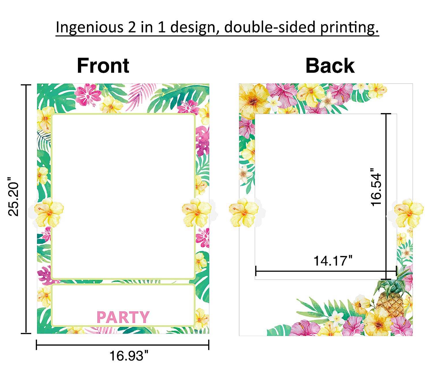 Moon Boat 2 in 1 Luau Photo Booth Props Frame Party Supplies: Hawaiian Tropical Tiki Birthday Baby Shower Bridal Shower Wedding Decorations (Assembly Needed)