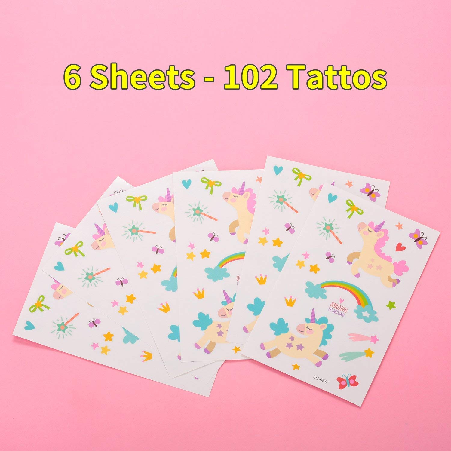 24 Reusable Unicorn Drinking Plastic Straws + 6 Temporary Tattoos for Girls | Birthday Party Supplies - Rainbow Unicorn Party Favors Decorations with 2 Cleaning Brush