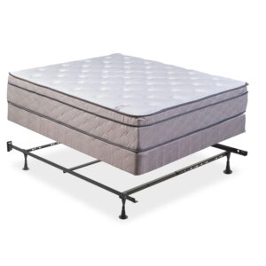 greaton 13 innerspring eurotop mattress and 4-inch split box spring/foundation set with frame no assembly required, full xl, 53x79