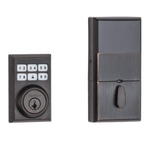 kwikset 99100-083 smartcode electronic deadbolt featuring smartkey re-key security and z-wave technology, venetian bronze