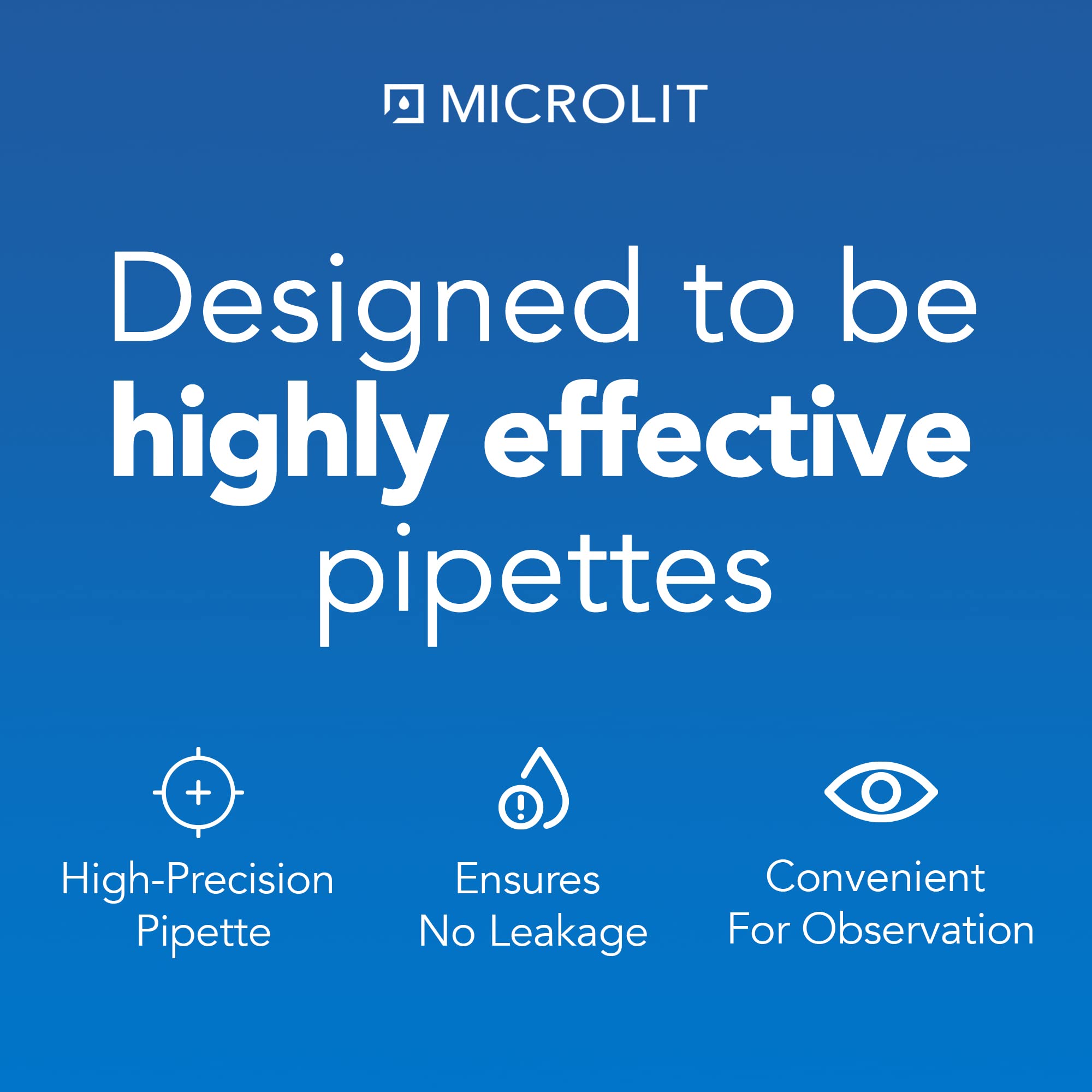 MICROLIT - 3-Piece Pipettes Set, Pipettes with Adjustable Volume, Highly Calibrated and Accurate Micropipette Set with 0.5-10ul, 10-100ul and 100-1000ul Liquid Capacity