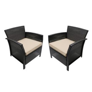 christopher knight home tori outdoor wicker club chairs (set of 2), brown and tan