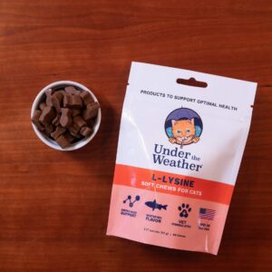 Under the Weather Pet Daily Cat L-Lysine | 60 Bite Size Soft Chews for Cats |Vet Formulated, All Natural, Amino Acid Support for Felines | Maintain Normal Immune System Response