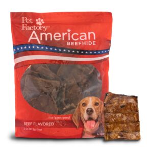 pet factory american beefhide chips dog chew treats - beef flavor, 32 oz