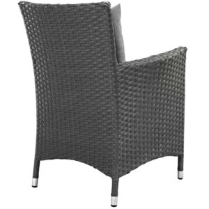 Modway EEI-2242-CHC-GRY-SET Sojourn Wicker Rattan Outdoor Patio Sunbrella Dining Chairs in Canvas Gray, Two Armchairs