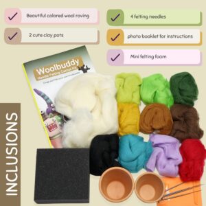 Woolbuddy Needle Felting Kit, Cactus Succulent Monster Felting Kit for Beginner Adults, Felting Supplies and Instructions Included, Unique Design by True Artisan