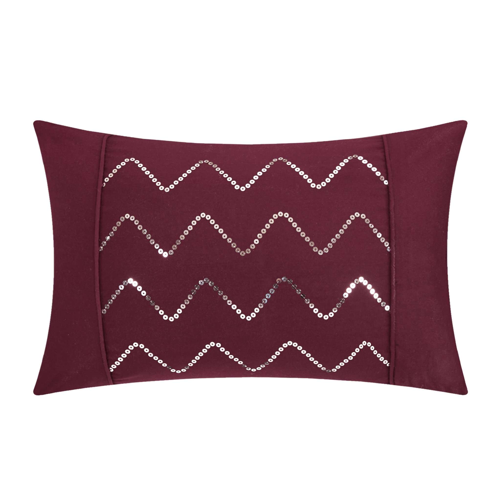 Chic Home Daya 4 Piece Cover Set Pinch Pleat Ruffled Design Embellished Zipper Closure Bedding-Decorative Pillow Shams Included, Queen Duvet, Burgundy