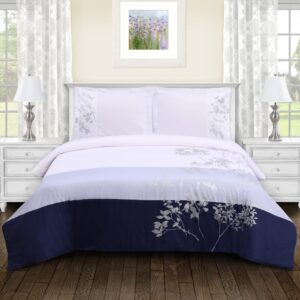 Superior 100% Cotton Duvet Cover Set, Soft 3-Piece Duvet Set, Includes 1 Duvet Cover with Button Closure, 2 Pillow Shams, Sydney Collection, King/California King Size, Blue