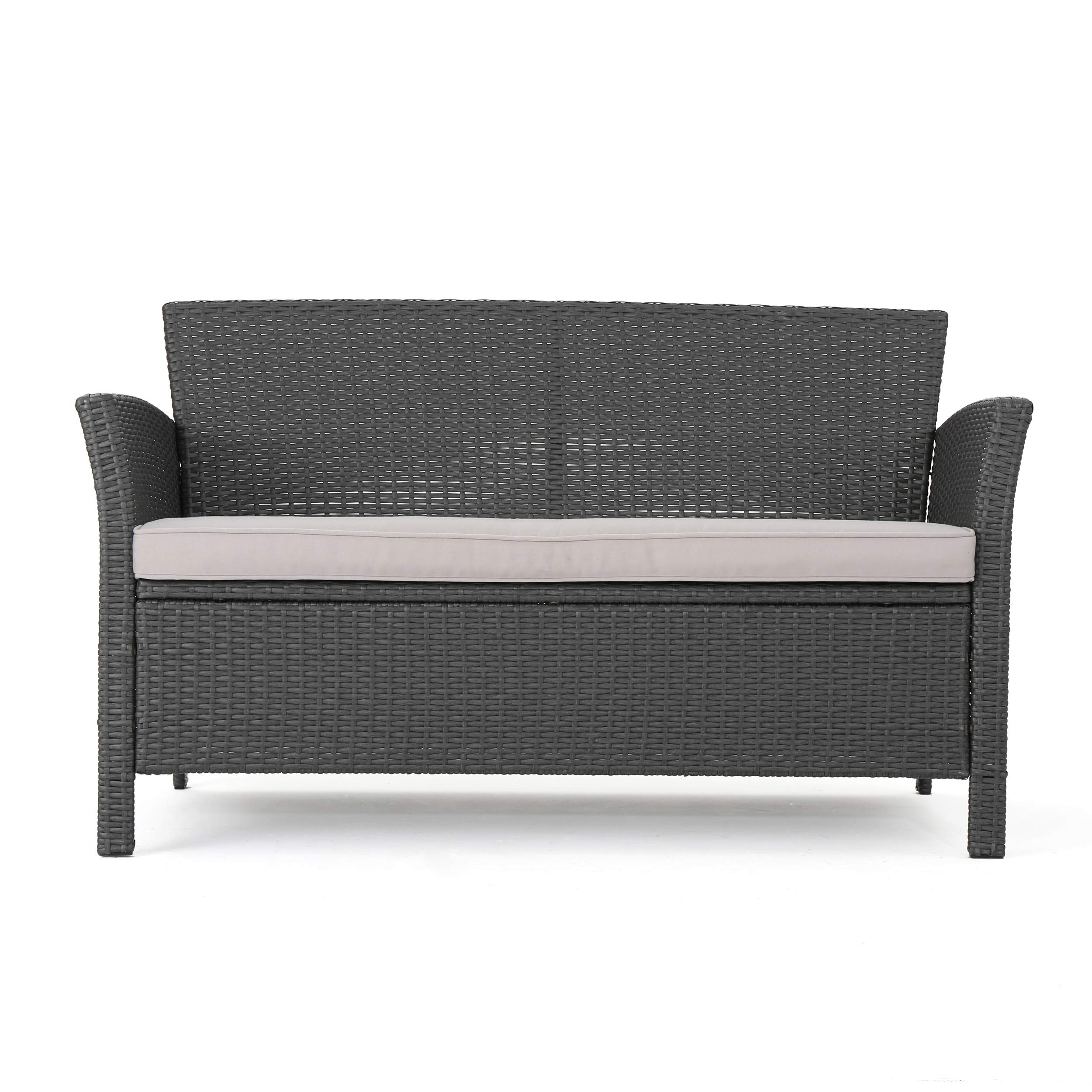 Christopher Knight Home Louisa Outdoor Wicker Loveseat, Silver, Gray/Light Gray