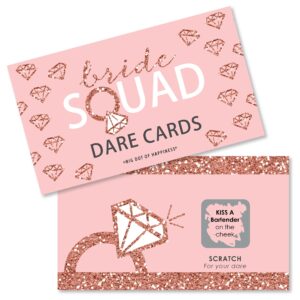 big dot of happiness bride squad - rose gold bridal shower or bachelorette party game scratch off dare cards - 22 count