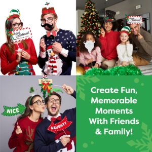 Christmas Photo Booth Props 38pc Set - Christmas Party Decorations, Christmas Games, Christmas Party Favors & Supplies for Kids Adults - Christmas Photo Props Christmas Table Decorations Accessories