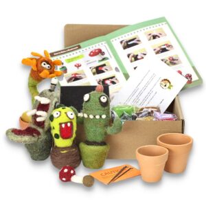 Woolbuddy Needle Felting Kit, Cactus Succulent Monster Felting Kit for Beginner Adults, Felting Supplies and Instructions Included, Unique Design by True Artisan