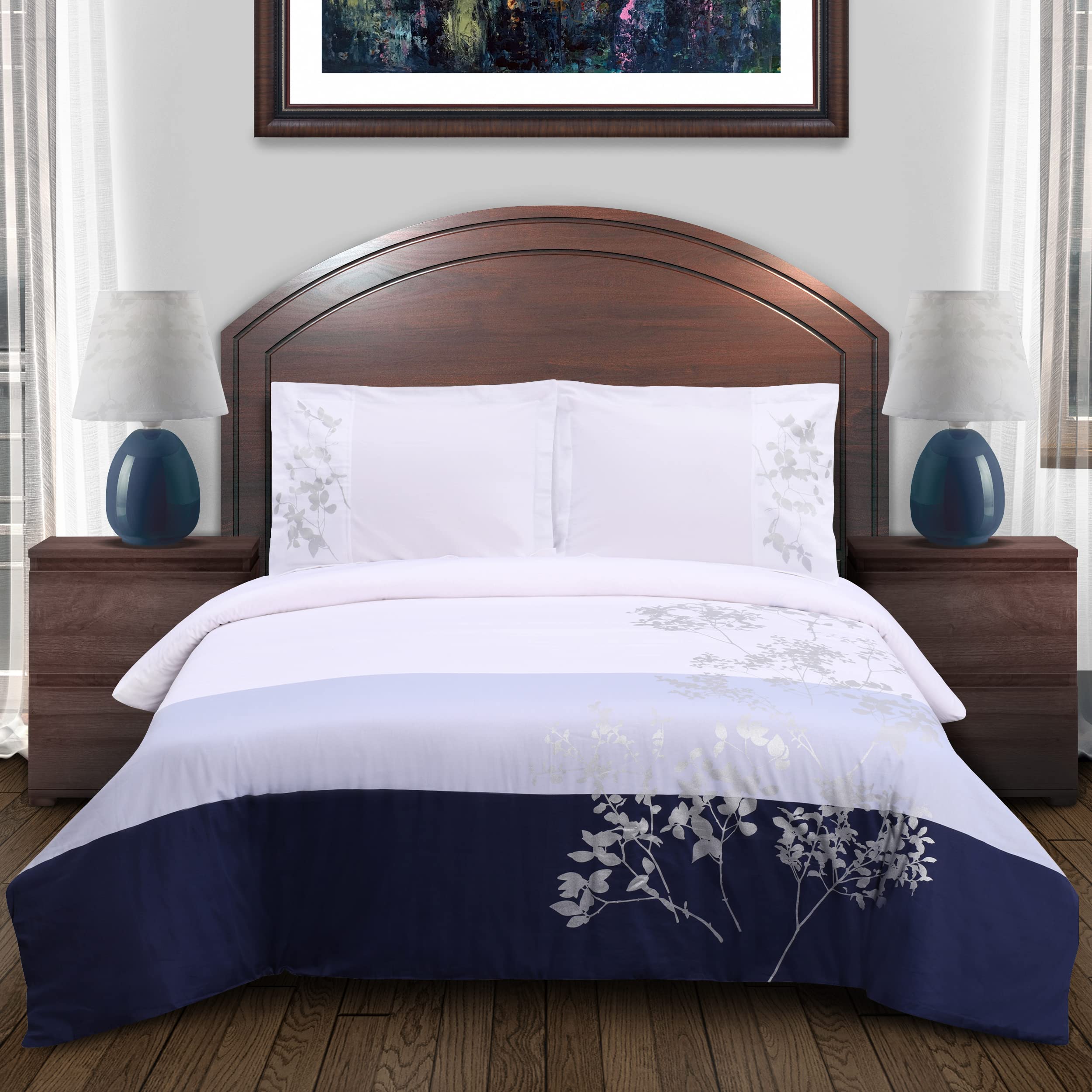 Superior 100% Cotton Duvet Cover Set, Soft 3-Piece Duvet Set, Includes 1 Duvet Cover with Button Closure, 2 Pillow Shams, Sydney Collection, King/California King Size, Blue