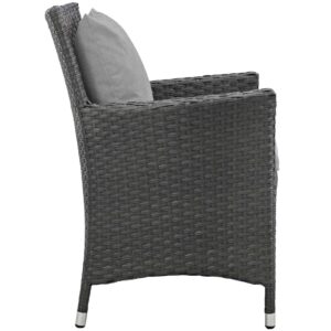 Modway EEI-2242-CHC-GRY-SET Sojourn Wicker Rattan Outdoor Patio Sunbrella Dining Chairs in Canvas Gray, Two Armchairs