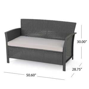 Christopher Knight Home Louisa Outdoor Wicker Loveseat, Silver, Gray/Light Gray