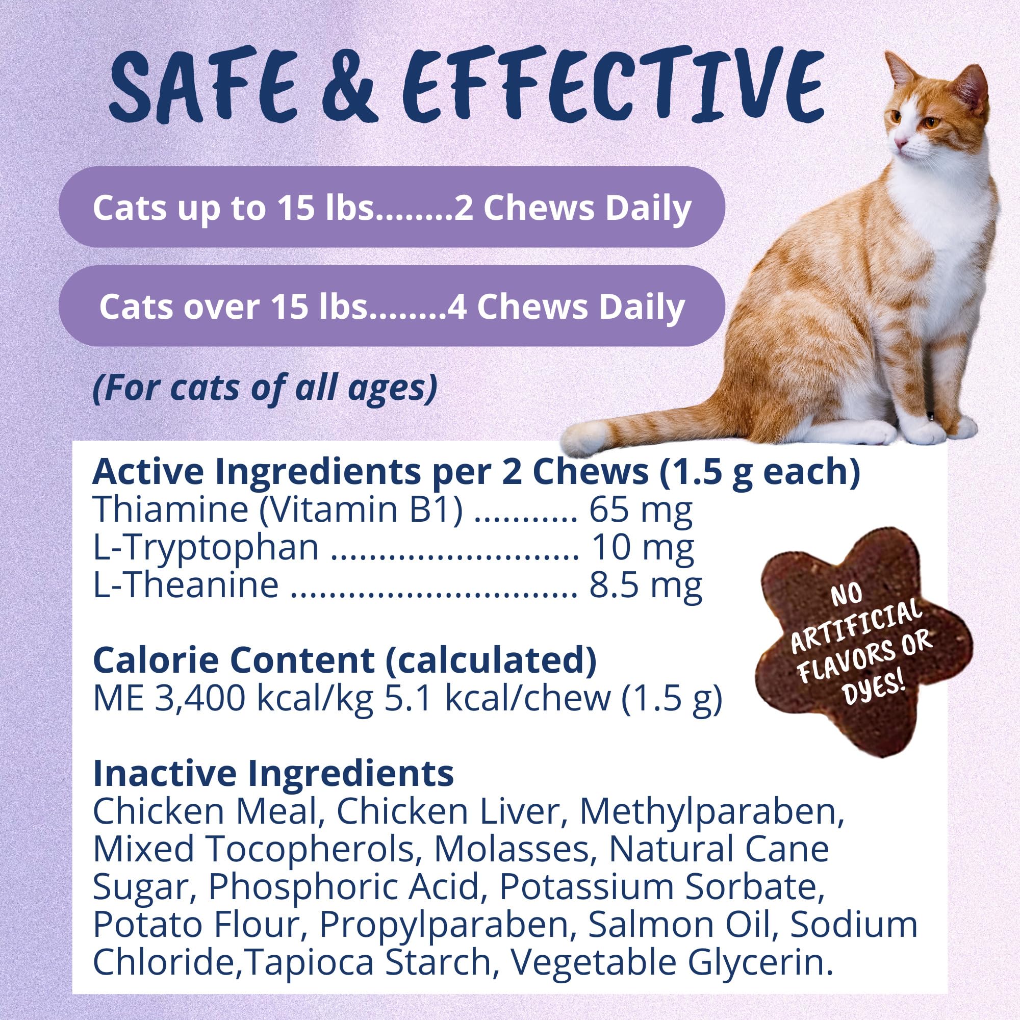 Under the Weather Pet Natural Calming Chews for Cats | Promotes Calmness and Relaxation During Stressful Situations | 60 Star Shaped Soft Chews