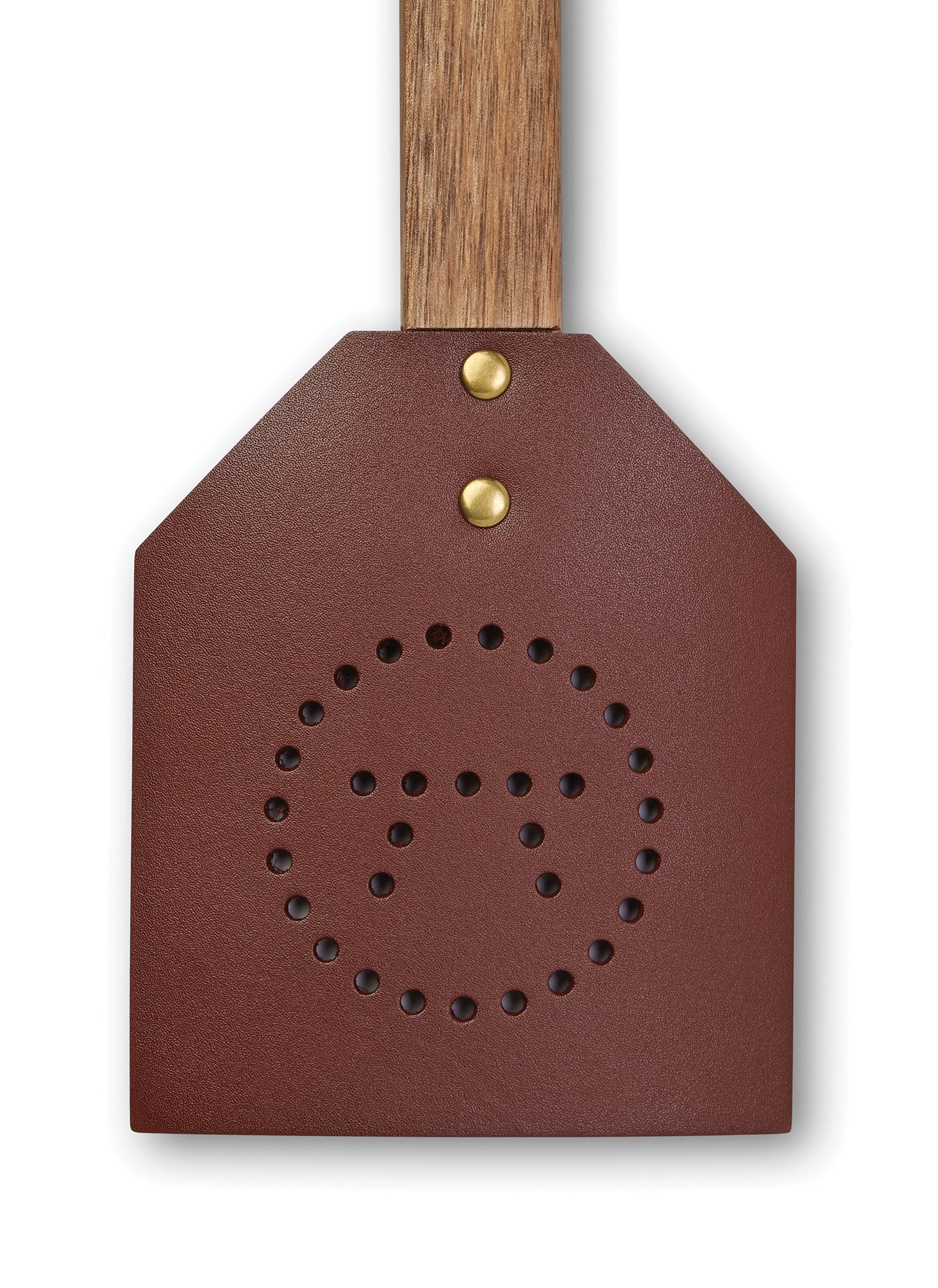 Outset 76616 Acacia Wood and Leather Amish-Style Fly Swatter, 17.5", Brown