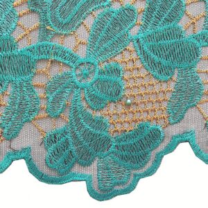 WorthSJLH African French Lace Fabric 5 Yards Swiss Guipure 2021 Nigerian Lace Fabric with Beads Green Lace LF854 (Teal Green)