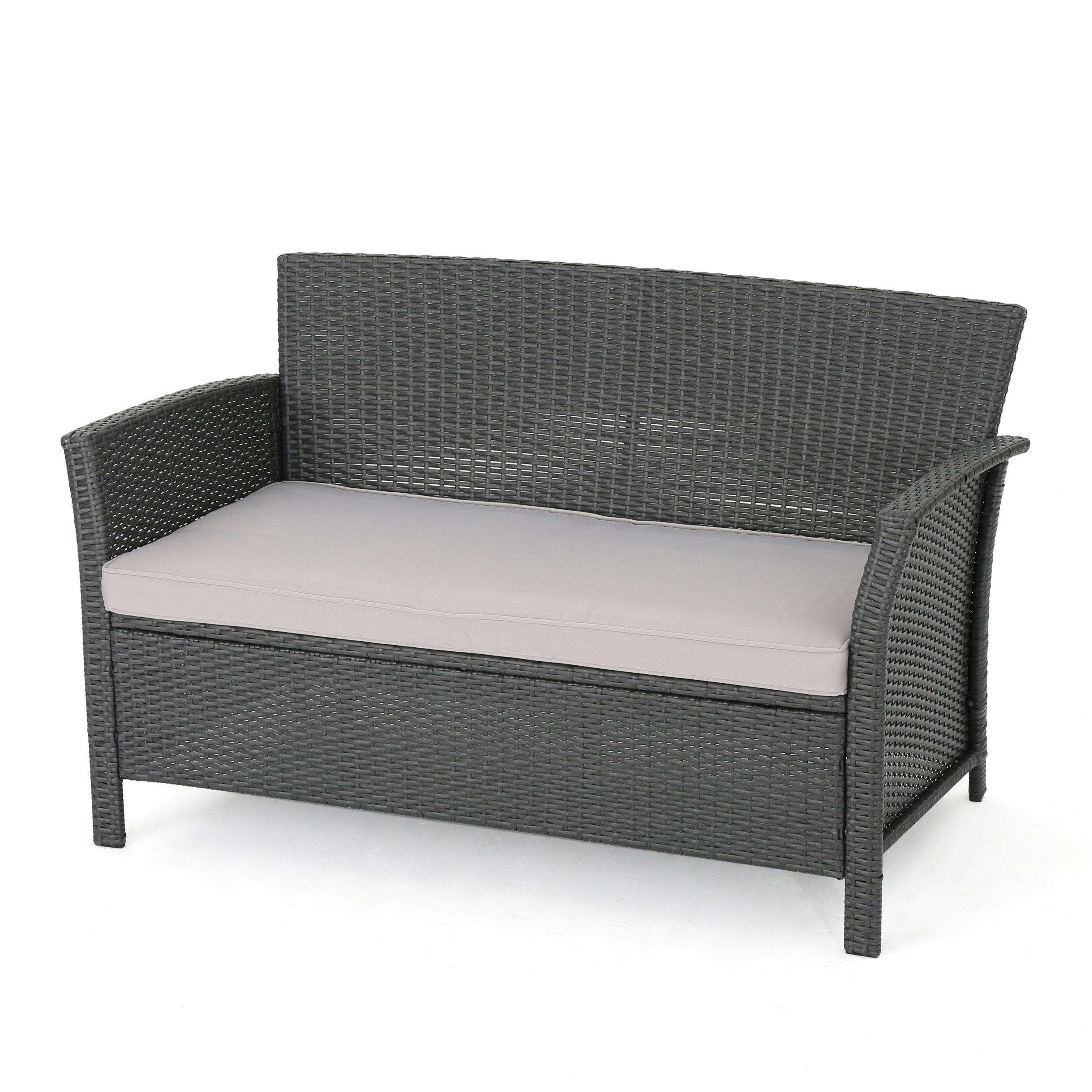 Christopher Knight Home Louisa Outdoor Wicker Loveseat, Silver, Gray/Light Gray