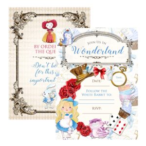 Silly Goose Gifts Alice Party Supplies Welcome to Wonderland Birthday (Invitation) 12 Included Invite Cartoon Party Birthday