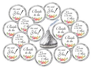 324 floral roses bridal shower, bachelorette party, bride to be kisses stickers, chocolate drops labels sticker for engagement party decorations, favors for kiss