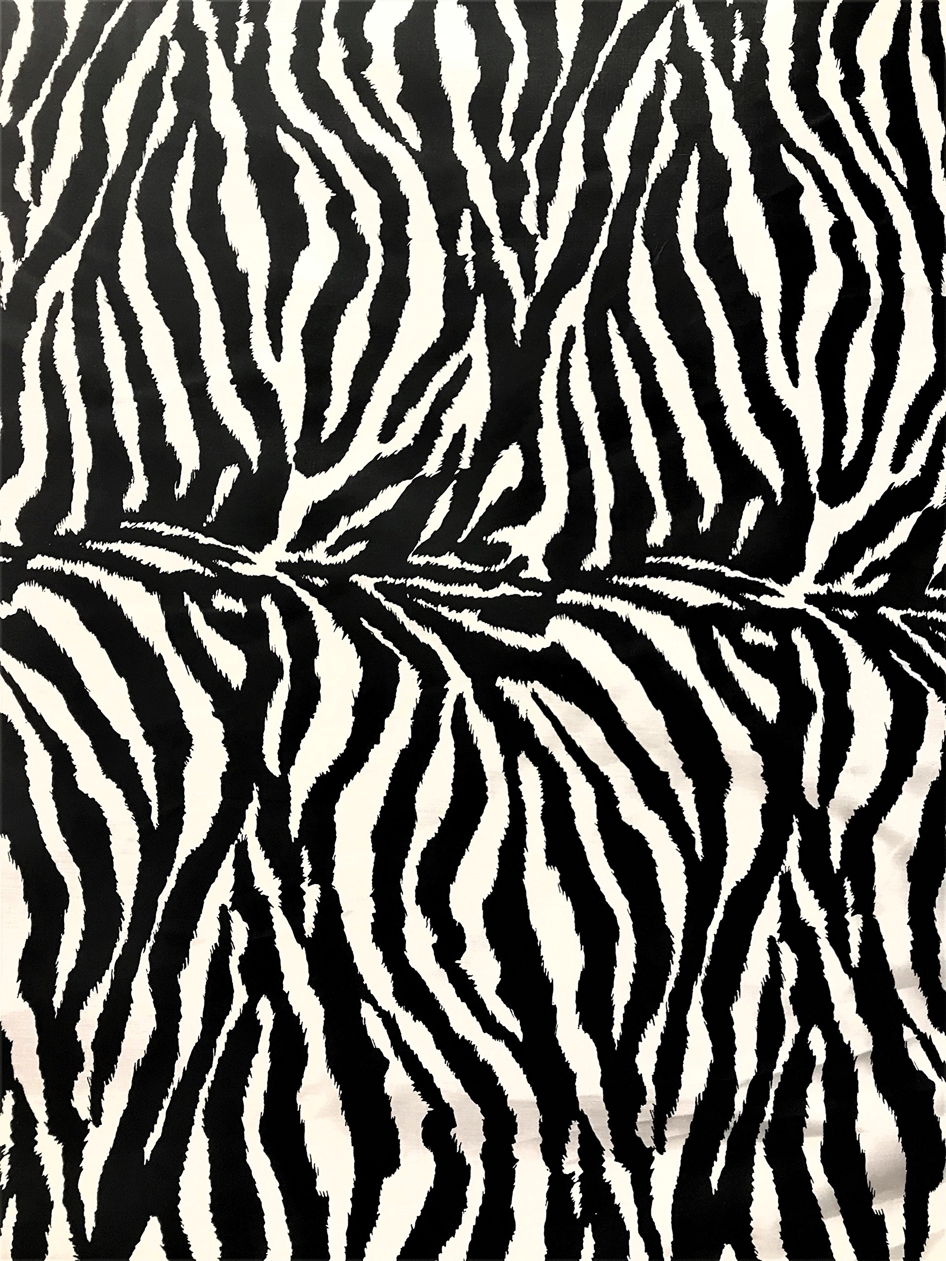 Poly Cotton Animal Print Fabric 58" Wide by The Yard (Zebra White/Black)