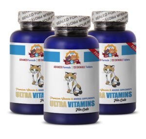 cat vitamin treats - cats ultra vitamins - advanced mineral and vitamin support - premium treat - cat vitamin b supplement - 270 treats (3 bottle)