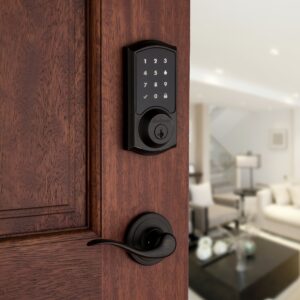 Kwikset 99160-021 SmartCode 916 Traditional Smart Lock Touchscreen Electronic Deadbolt Front Door Lock with SmartKey Security and Z-Wave Plus in Venetian Bronze