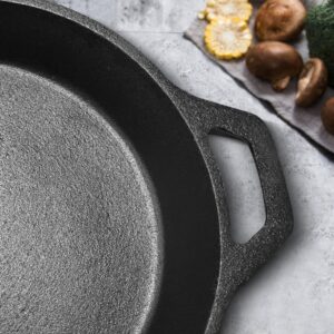 Elegant Kitchen Pre-Seasoned Cast Iron Skillet | Indoor and Outdoor Use | Grill, Stove-top, Induction Safe (12.5 Inch)